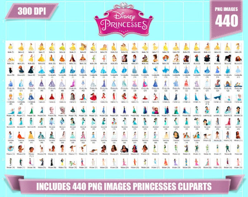 Princess Clipart: 440 PNG Images for Scrapbooking (digital Download) - Etsy