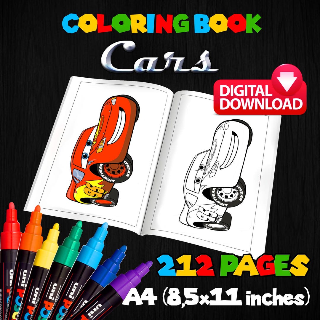 Cars Coloring Pages: 212 Printable Cars Clipart (digital Instant ...