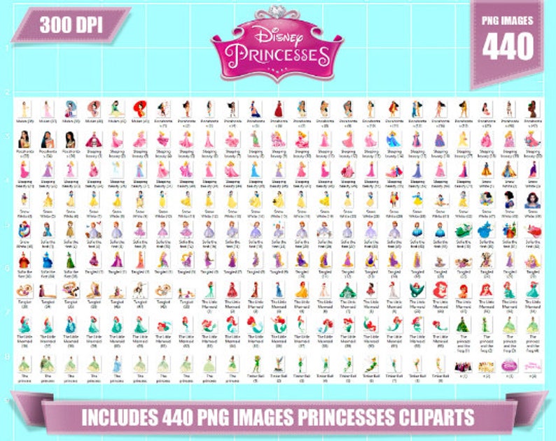Princess Clipart: 440 PNG Images for Scrapbooking (digital Download) - Etsy