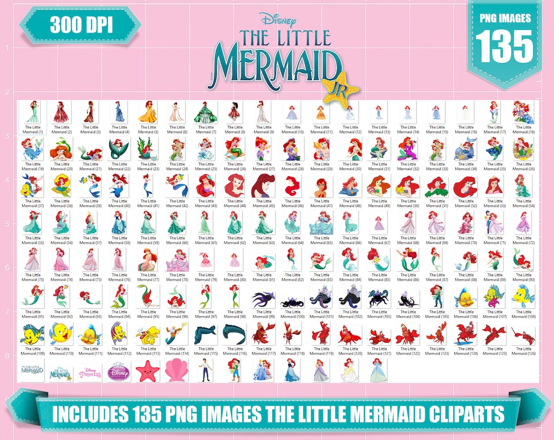 The Little Mermaid Clipart 135 Png Images Printable the - Etsy Canada