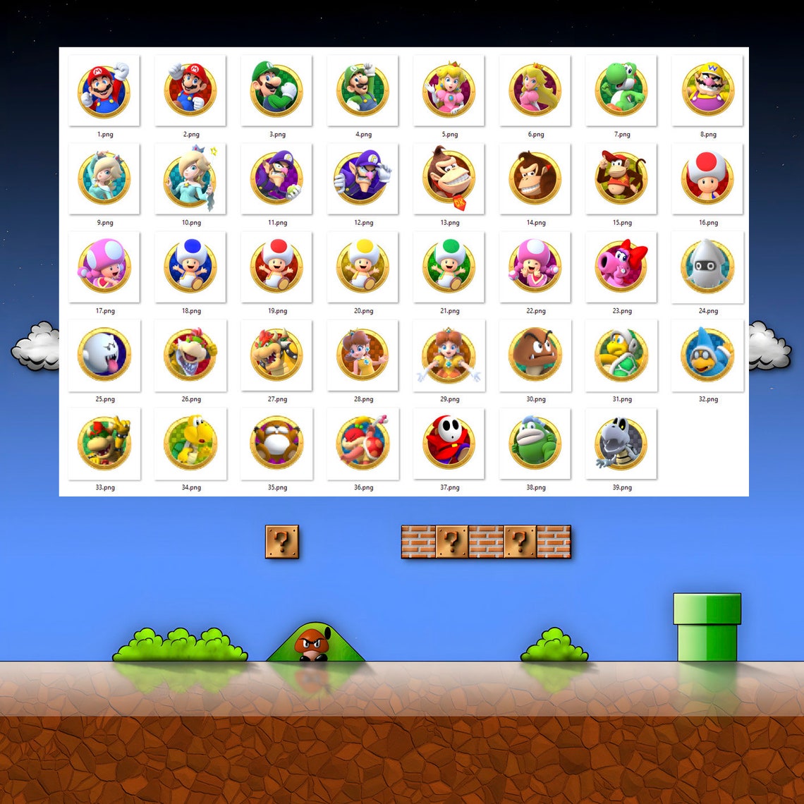 Super Mario Clipart: 39 Transparent PNG Frames (digital Download) - Etsy