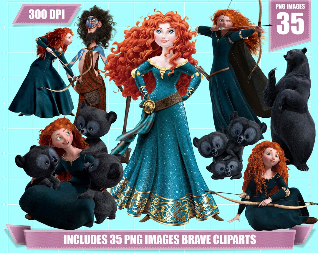 Brave Merida Clipart: 35 PNG Images for Birthday Party (digital ...