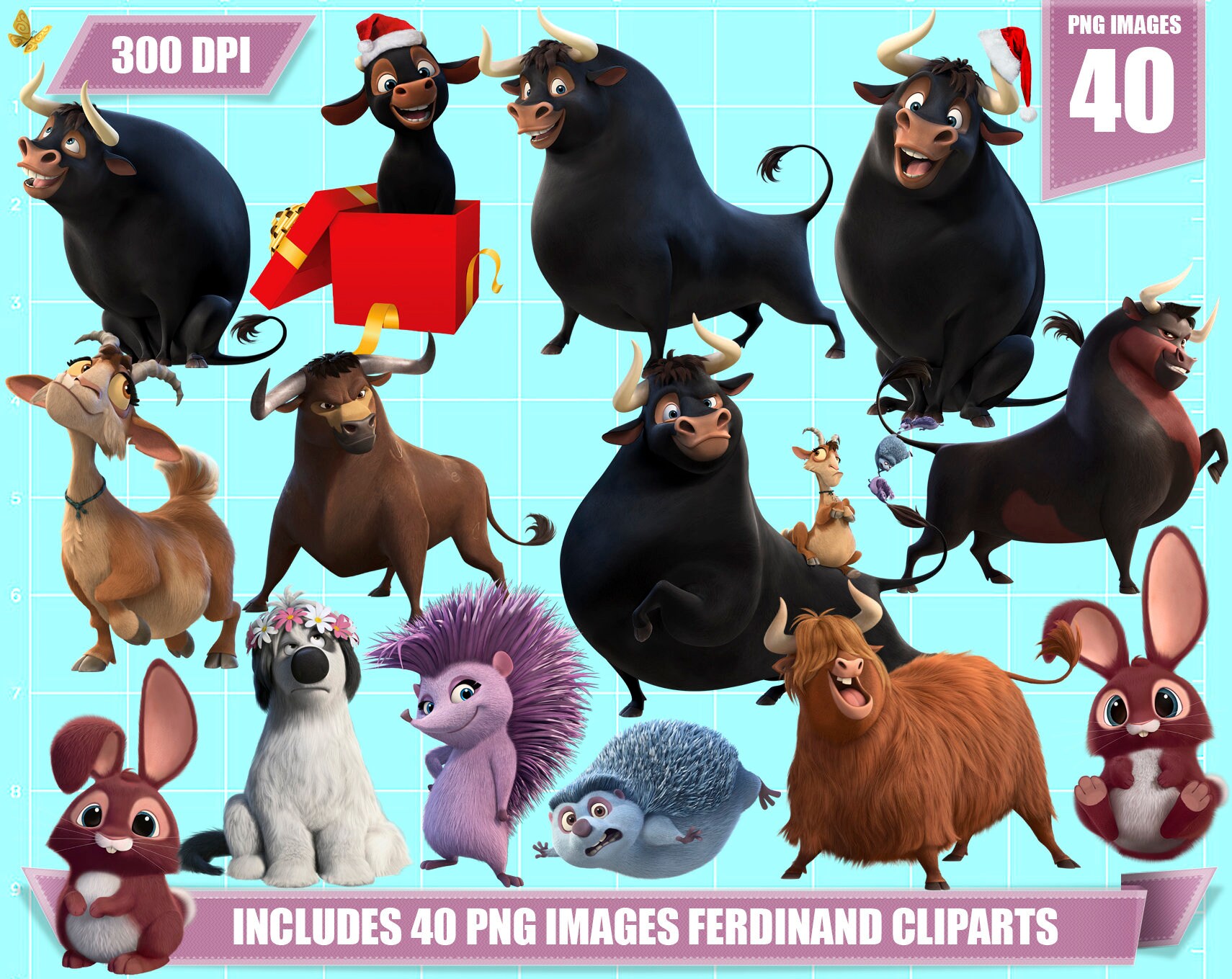Ferdinand clipart 42 png images printable disney Ferdinand | Etsy