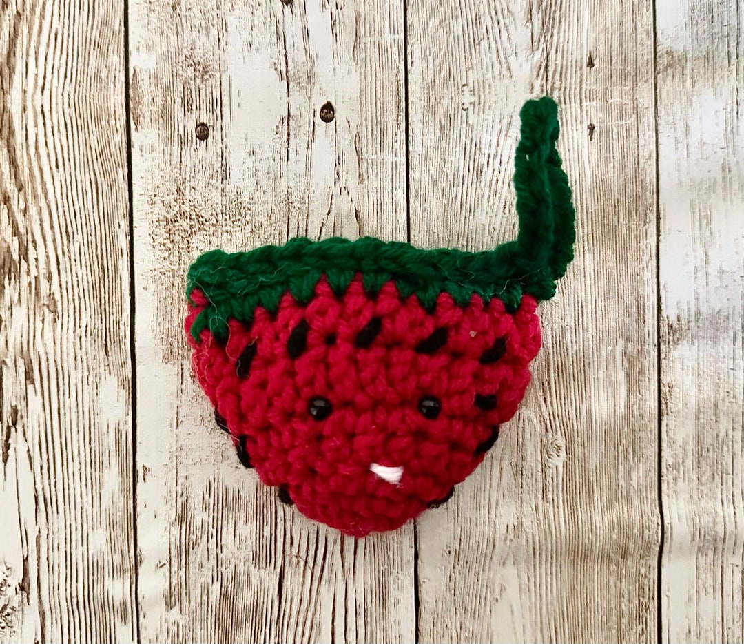 Crochet Watermelon Keychain Pattern for Beginners No Sew - Etsy