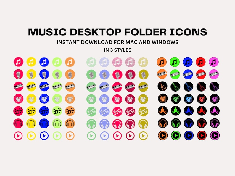 105 Music Desktop Folder Icons for Mac and Windows, Computer Desktop ...