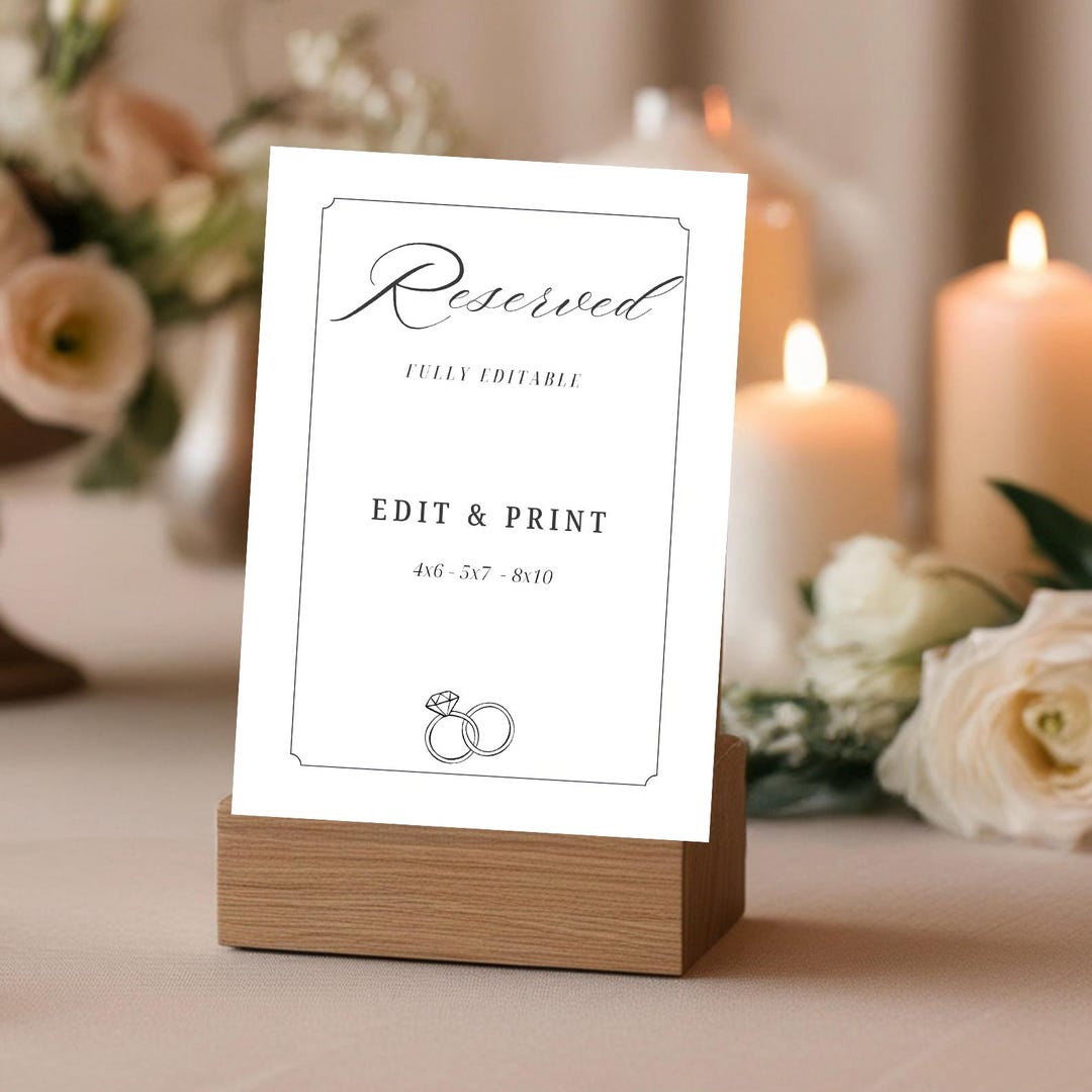 Minimalist Custom Sign Template, Modern Wedding or Reserved Table Sign ...