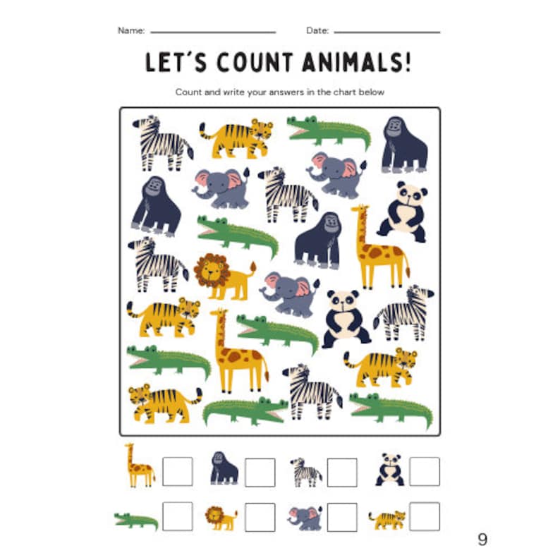 Numbers Worksheets: Tracing & Visual Counting, Montessori Learning - Etsy