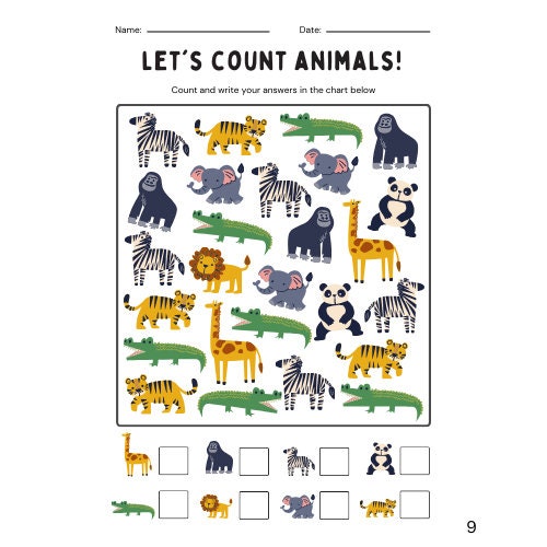 Numbers Worksheets: Tracing & Visual Counting, Montessori Learning - Etsy