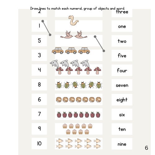 Numbers Worksheets: Tracing & Visual Counting, Montessori Learning - Etsy