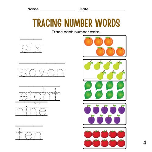 Numbers Worksheets: Tracing & Visual Counting, Montessori Learning - Etsy