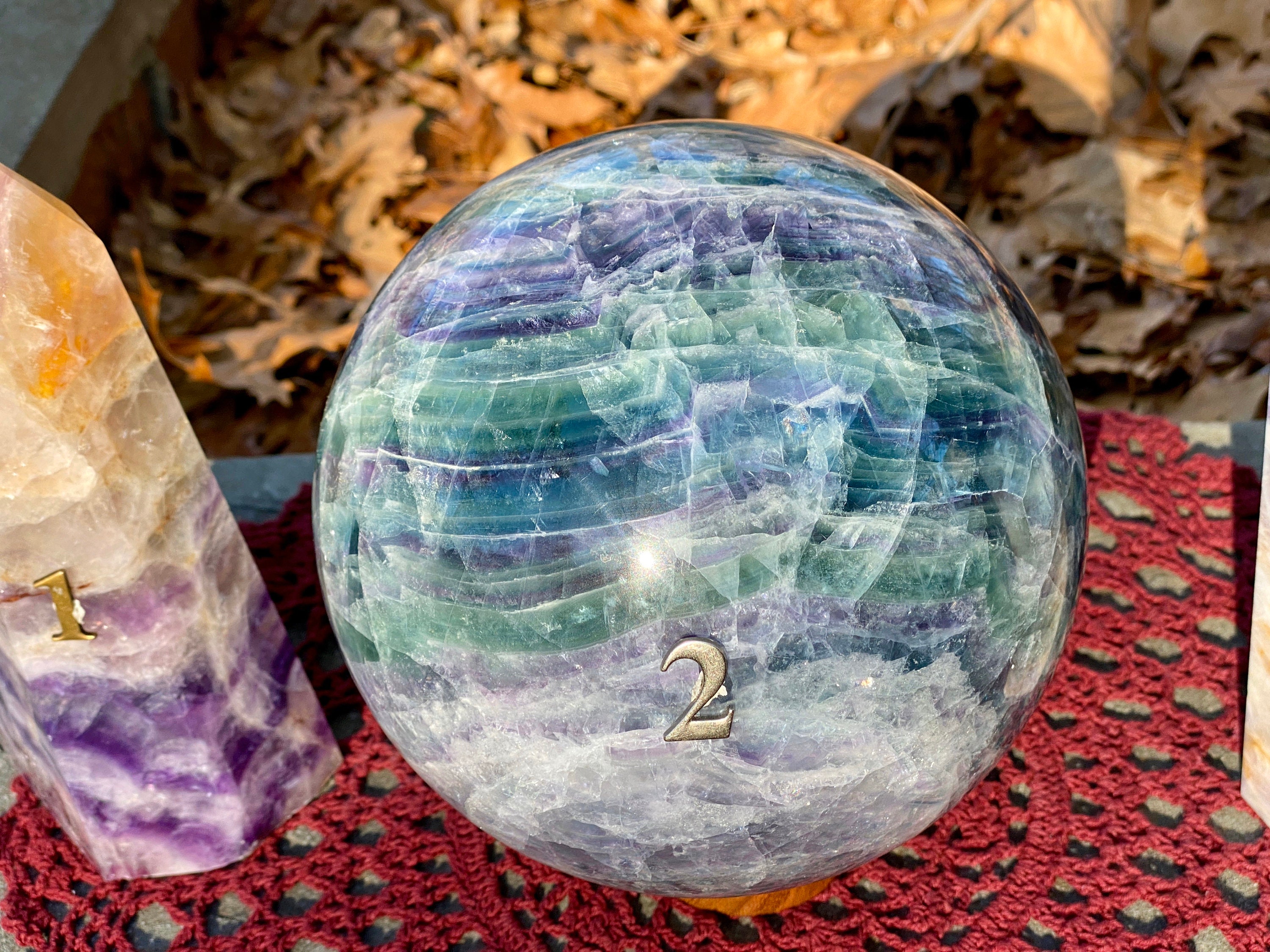 Rainbow Fluorite Collection, Fluorite Crystal Points Orb Sphere Large ...