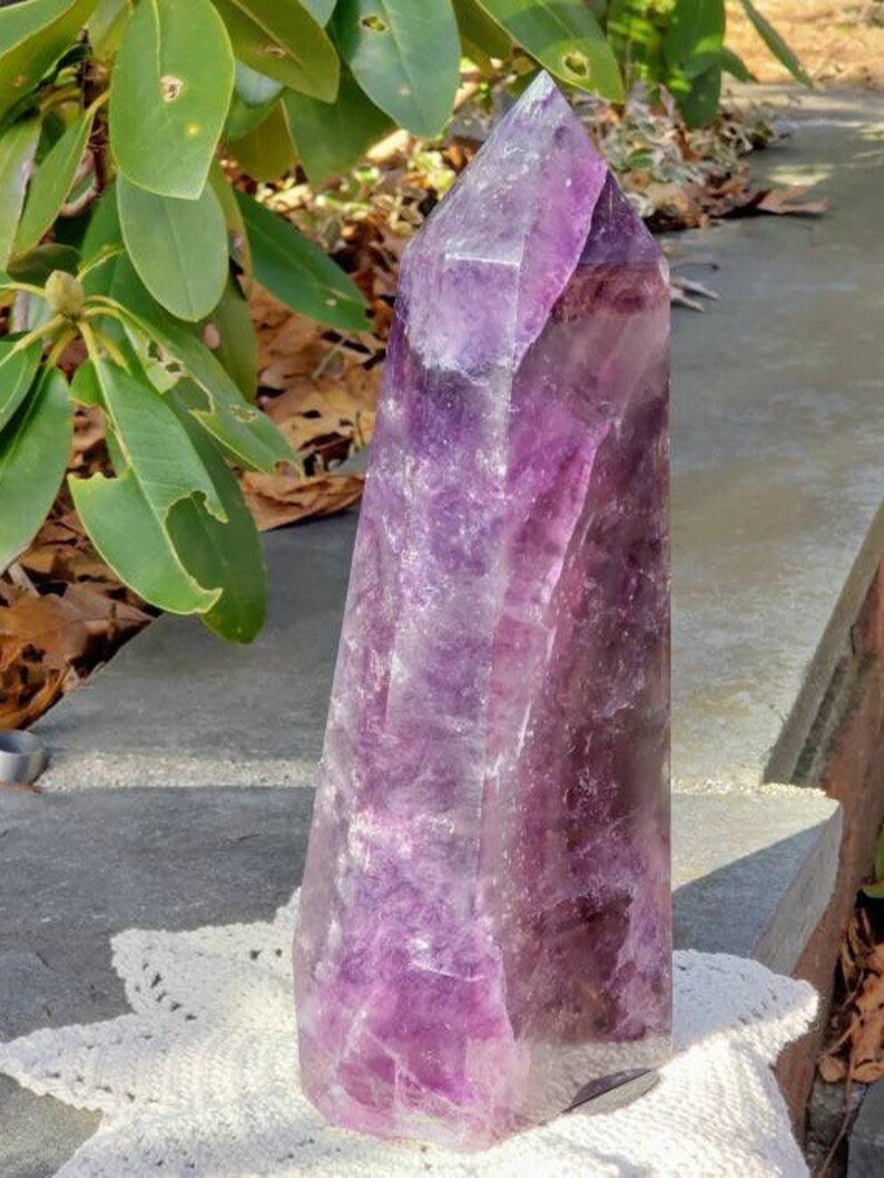 XXL Fluorite Tower Point Wand Purple Rainbow Banded Fluorite Crystal ...