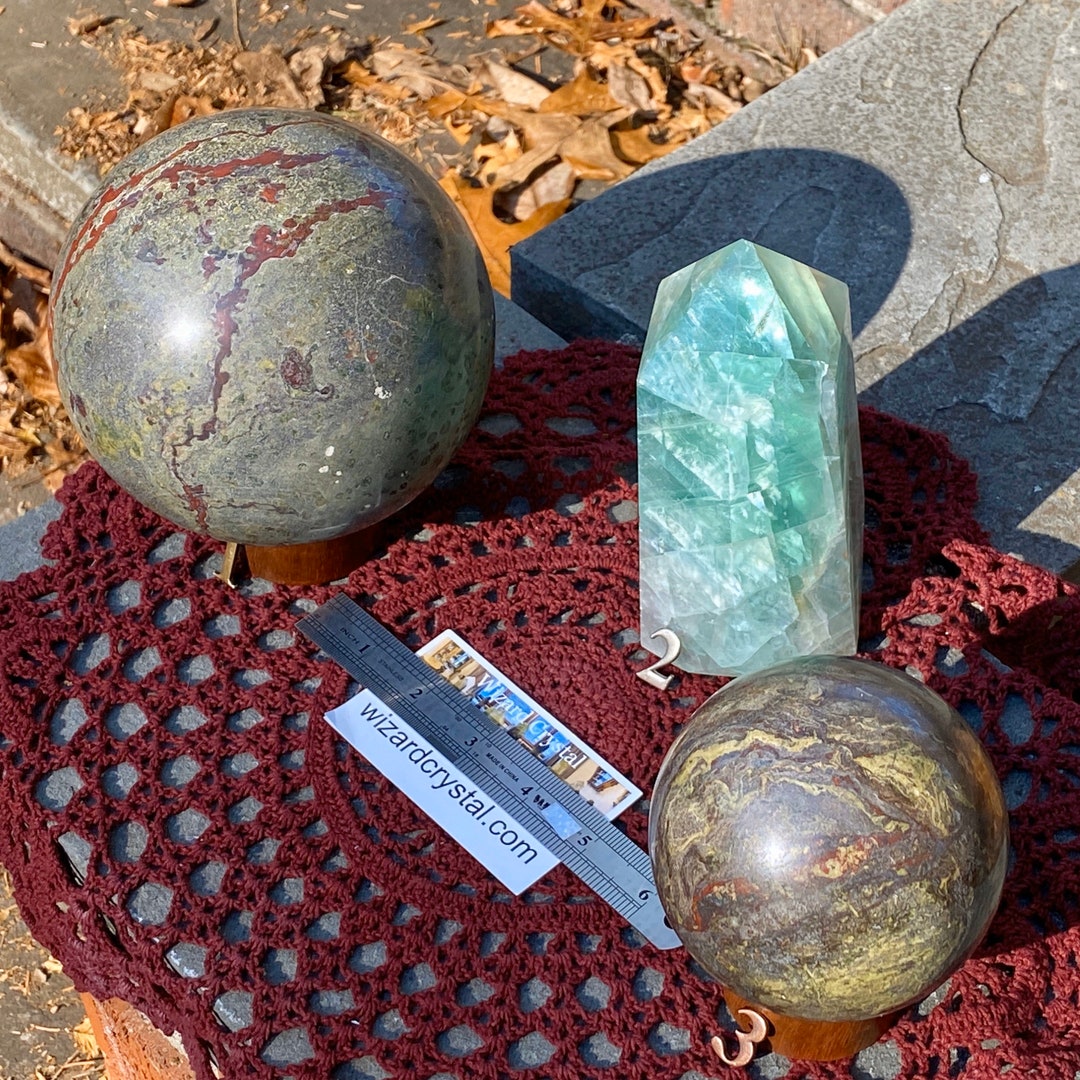 XL Bloodstone Sphere Orb Point Tall Wand Large Crystal Generator ...