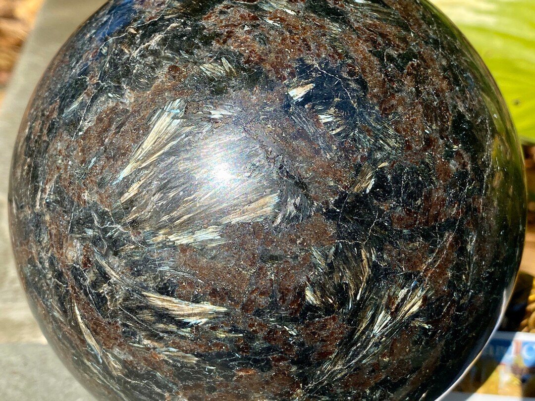8lb Astrophyllite Sphere Fireworks Stone Garnet Arfvedsonite Point Xxl ...