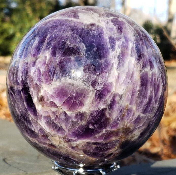 Chevron sphere 4.2 orb sphere Purple Amethyst natural | Etsy