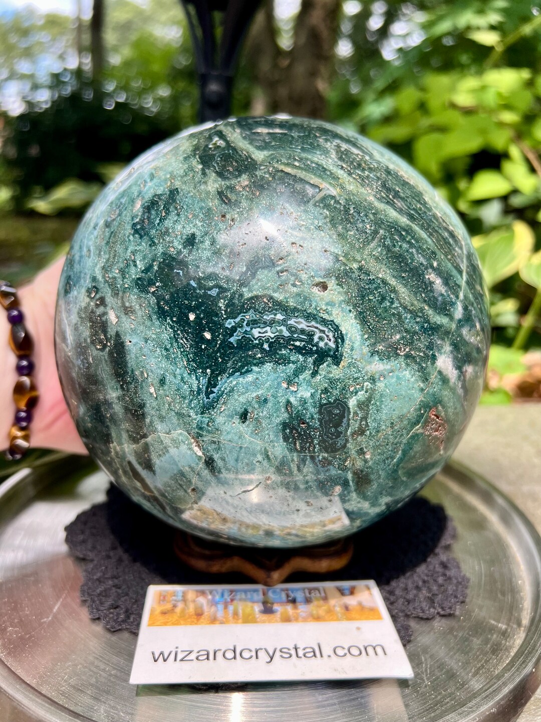 Jasper Sphere 15LB Green Crystal Ball Large Onyx Crystal Orb Ocean ...