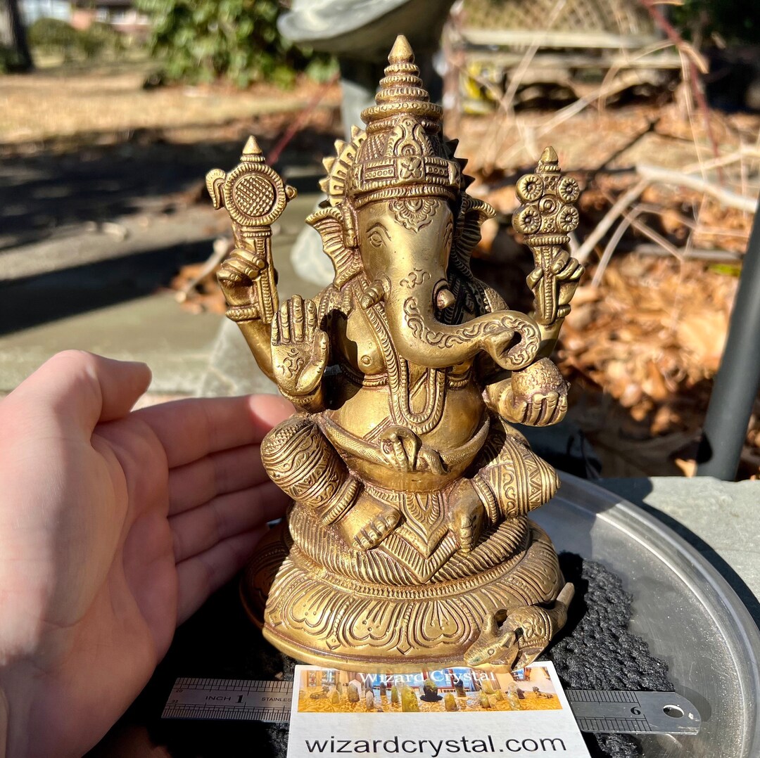 Ganesh Statue Large Brass 8” Figure Ganesha the Remover of Obstacles ...