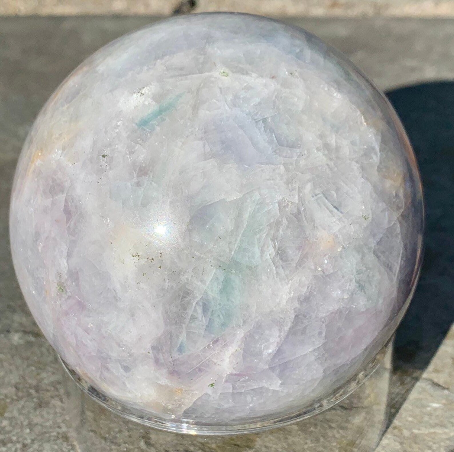 Fluorite 3.3" Orb Ball Natural Crystal Ball Nice Color Large Sphere Orb ...