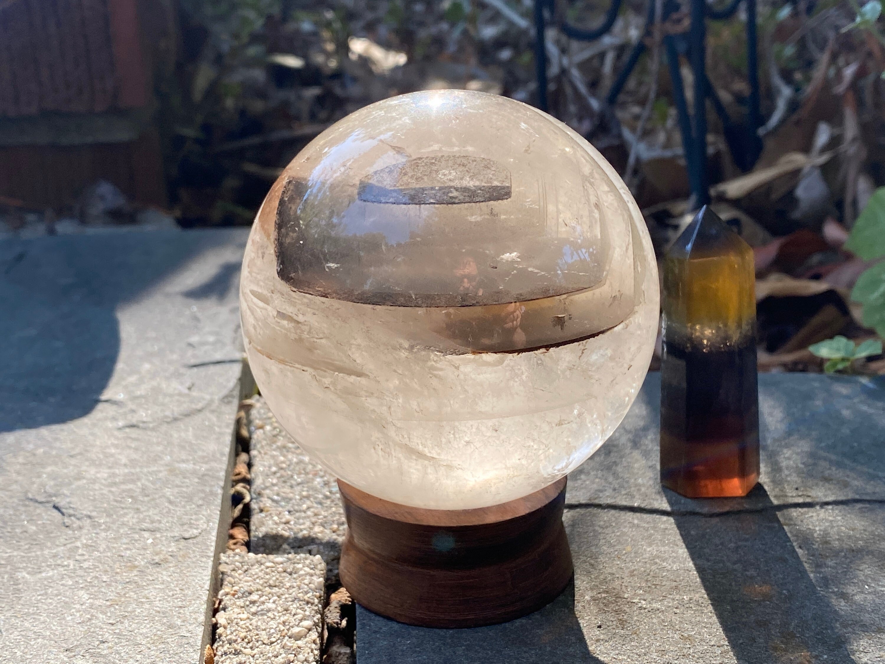 Clear rainbow phantom crystal sphere 3.4 Large crystal ball | Etsy