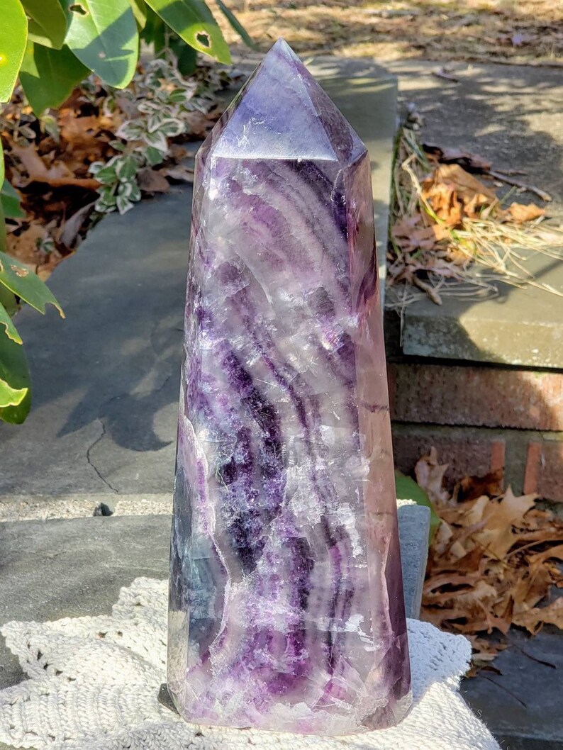 XXL Fluorite Tower Point Wand Purple Rainbow Banded Fluorite Crystal ...