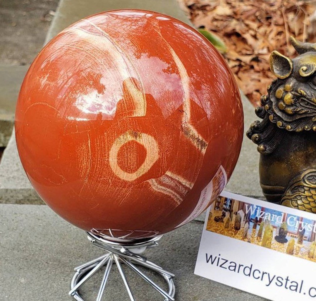 Red Jasper Orb 4.4" Huge Crystal Ball Large Orb Sphere Jasper Tigereye ...