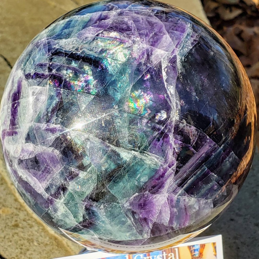 Fluorite Ball 4.4" Sphere Natural Crystal Ball Nice Color Large Sphere ...