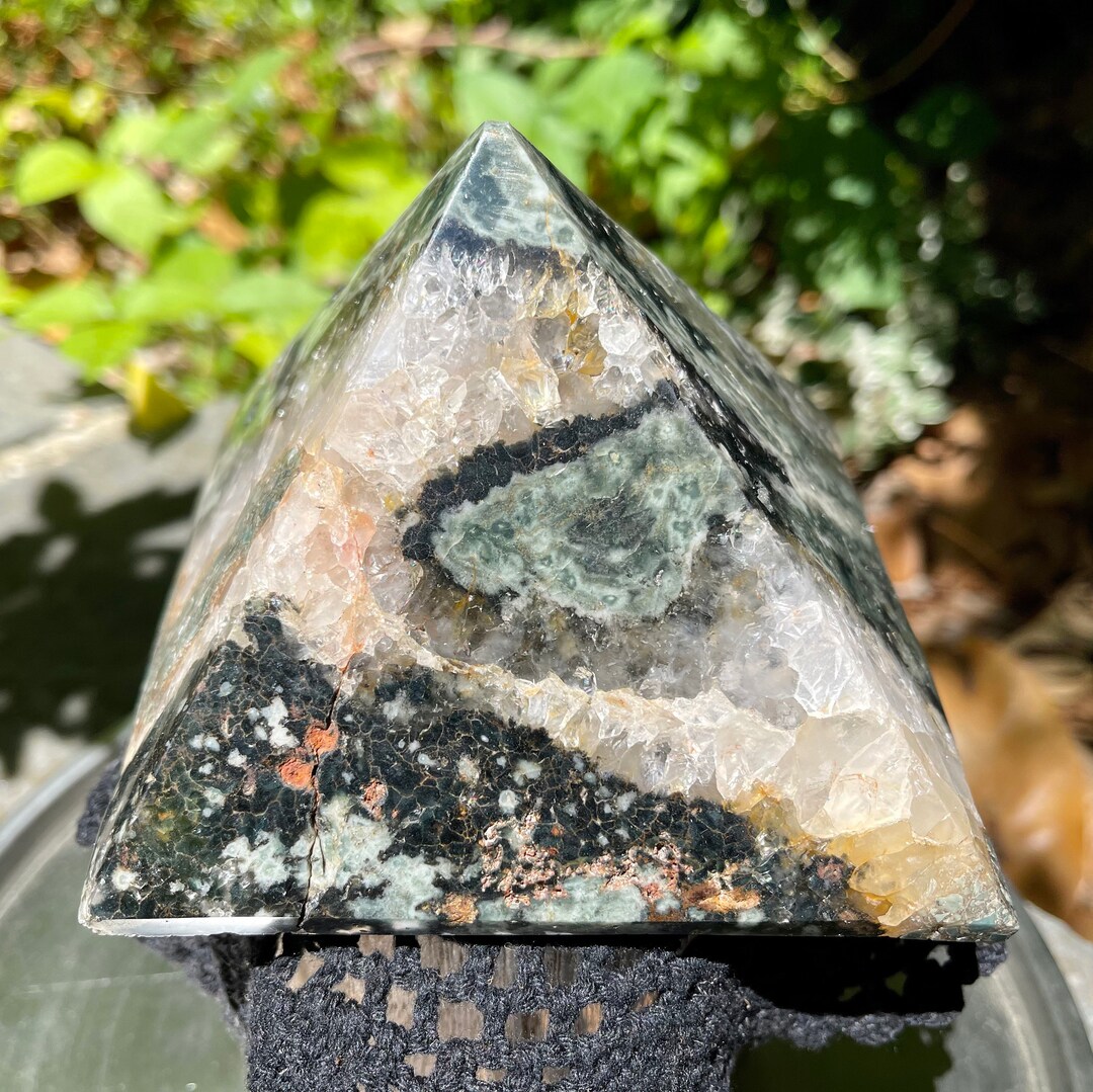 Onyx Pyramid Large Crystal Orb Ocean Jasper Ore 4.6 Inch - Optional ...