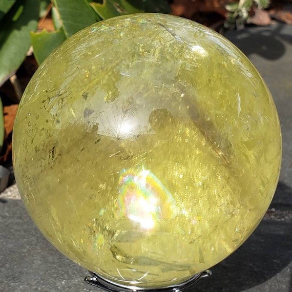 Large Citrine Sphere 3.5 Crystal Ball Lighted Base | Etsy