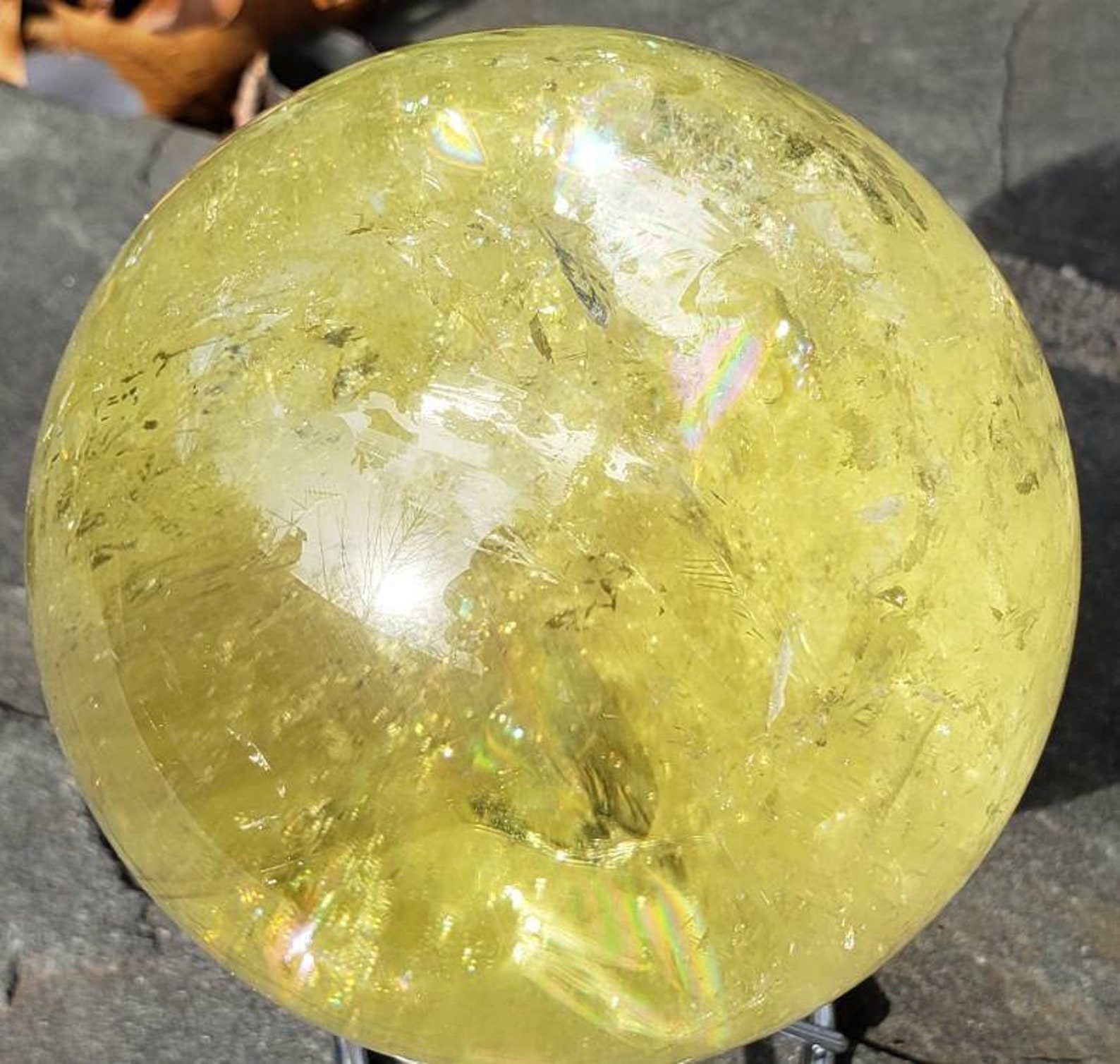 Large Citrine Sphere 3.5 Crystal Ball Lighted Base - Etsy