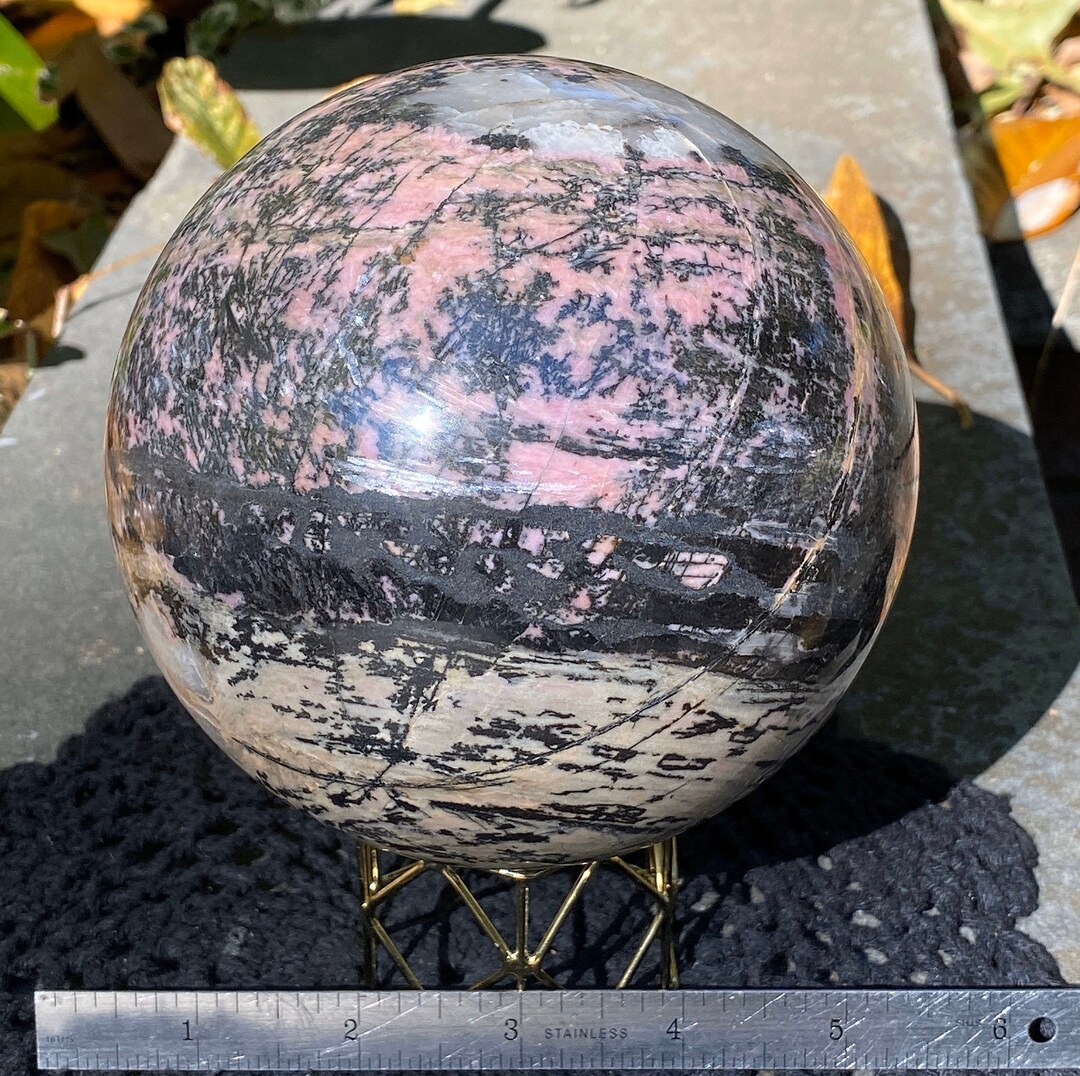 Rhodonite Sphere Crystal Ball Giant Huge Rare Pink Red Peach Blossom ...