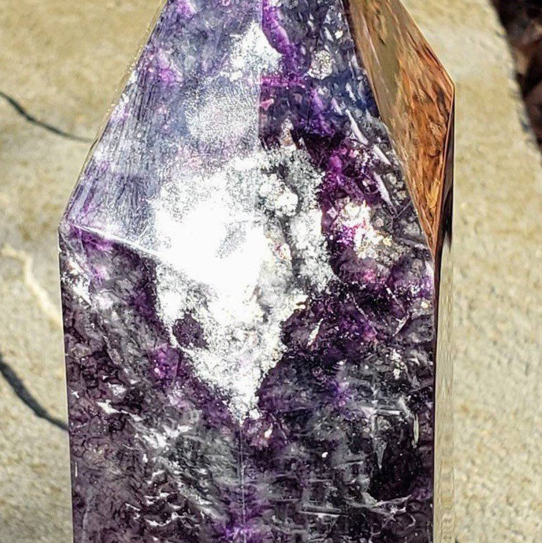 Large Fluorite Point Tower: 'dark Matter' Crystal Wand (10 Inch) - Etsy