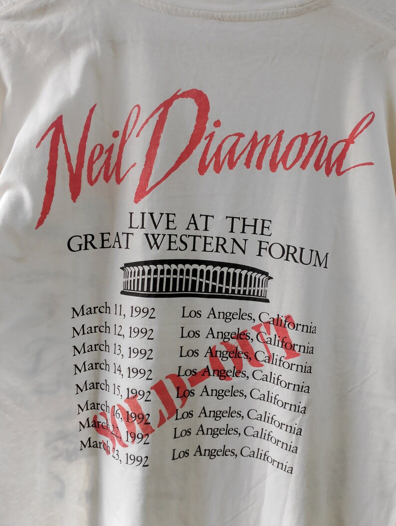 Vintage Neil Diamond 1992 Tour T-shirt XL - Etsy