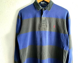 Vintage 90s Polo Ralph Lauren Big Pony Logo Rugby Long Sleeve Shirt Mens Size M - Etsy