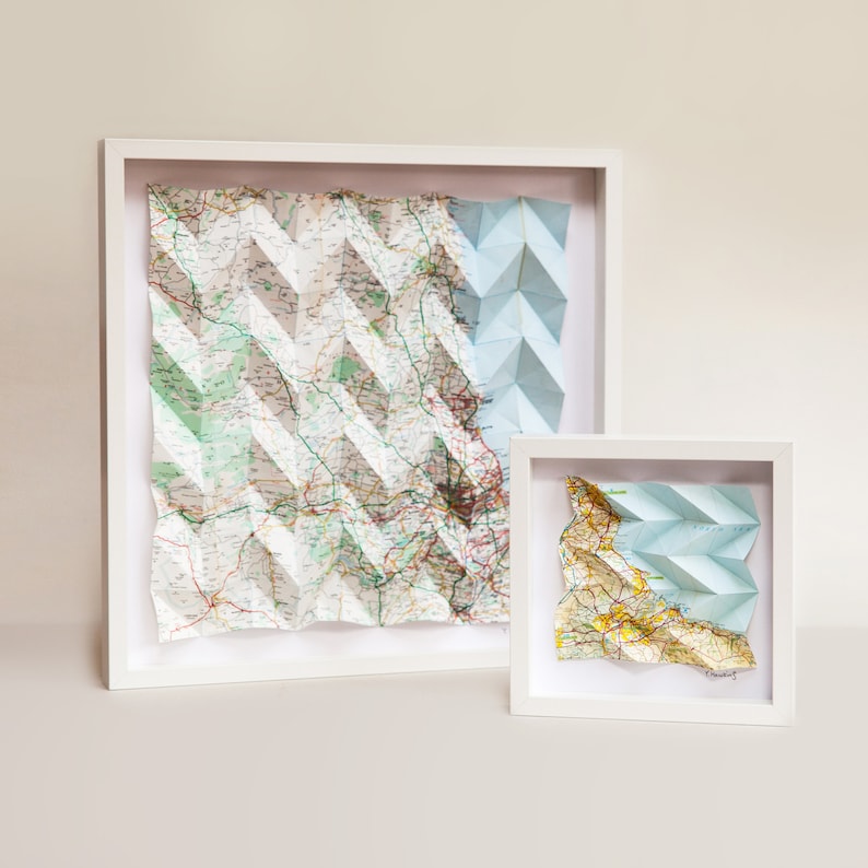Origami Map Custom Made Choose Your Location FRAMED - Etsy Australia