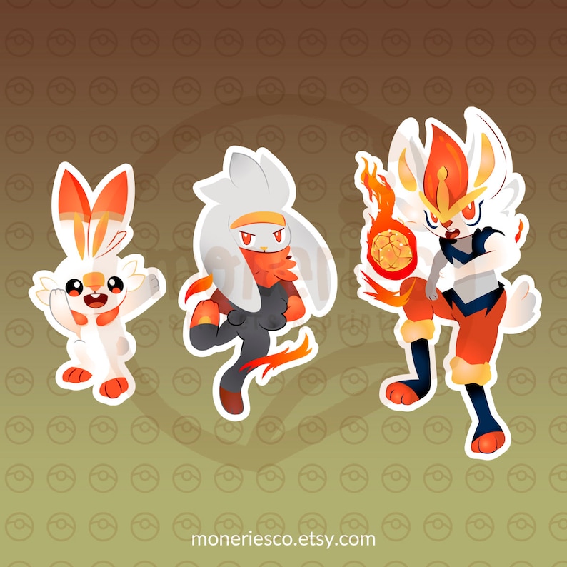 Galar Starters Fan Art All Evolutions Stickers Die Cut - Etsy