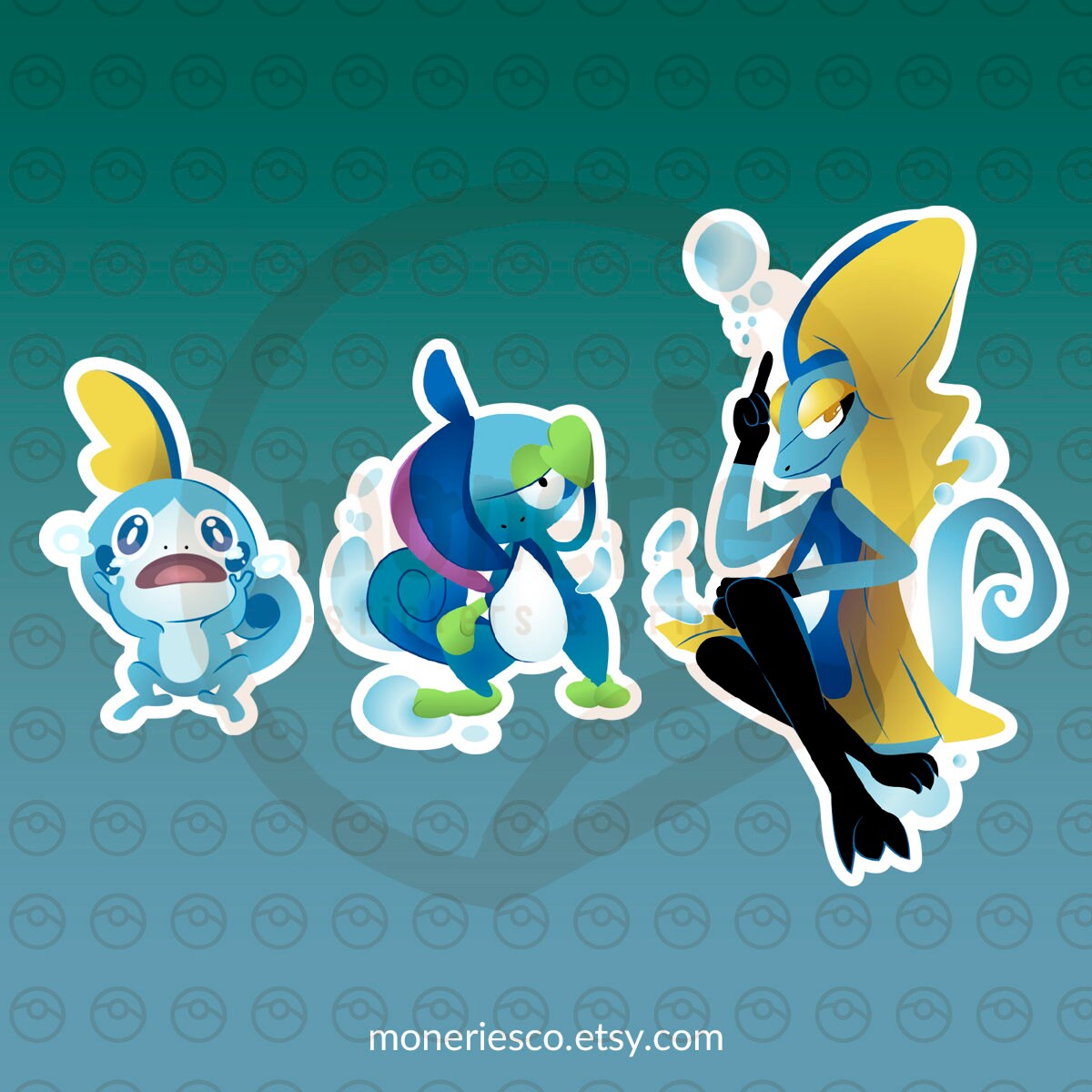 Galar Starters Fan Art All Evolutions Stickers Die Cut - Etsy