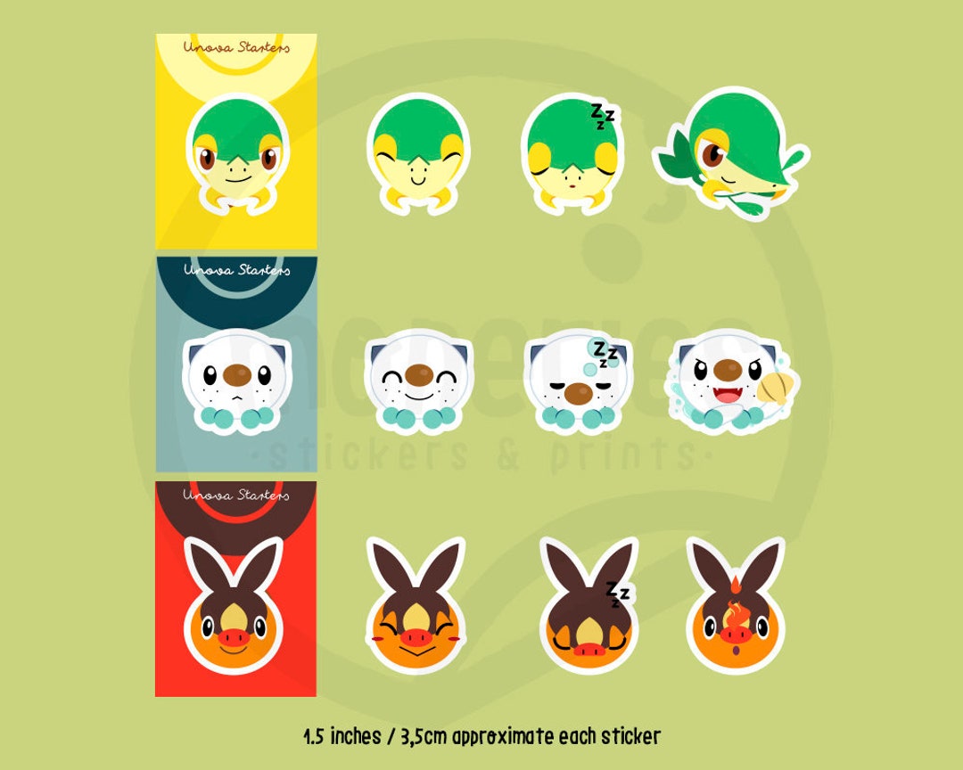 Unova Starters Die Cut Emoji Stickers 4 Die Cut Each Pack, Cute Glossy ...