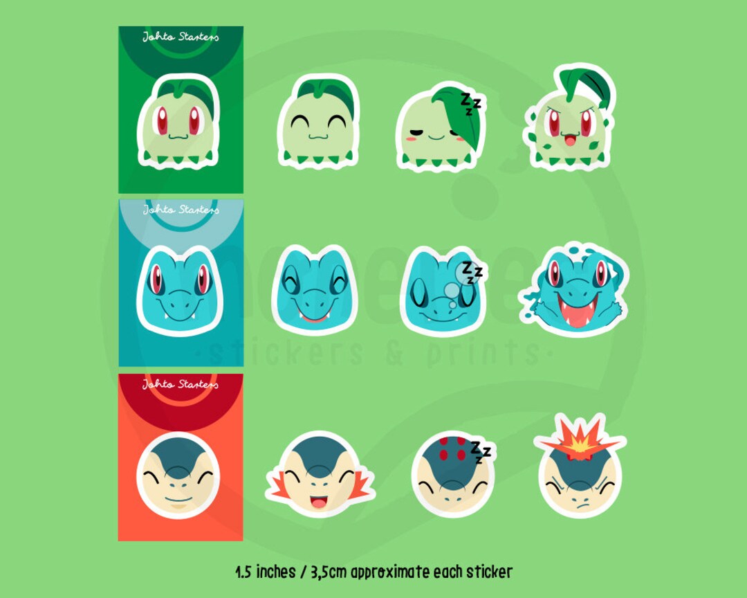 Johto Starters Die Cut Emoji Stickers 4 Die Cut Each Pack - Etsy