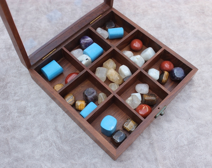 Wooden Rock Collection Box | Wooden Crystal Display | Mens Jewelry Box ...