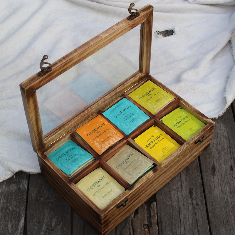 Glass Tea Box Organizer - Etsy