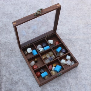 Acacia Wood Crystal Display Box | Glass Lid, Rock Collection Case - Etsy