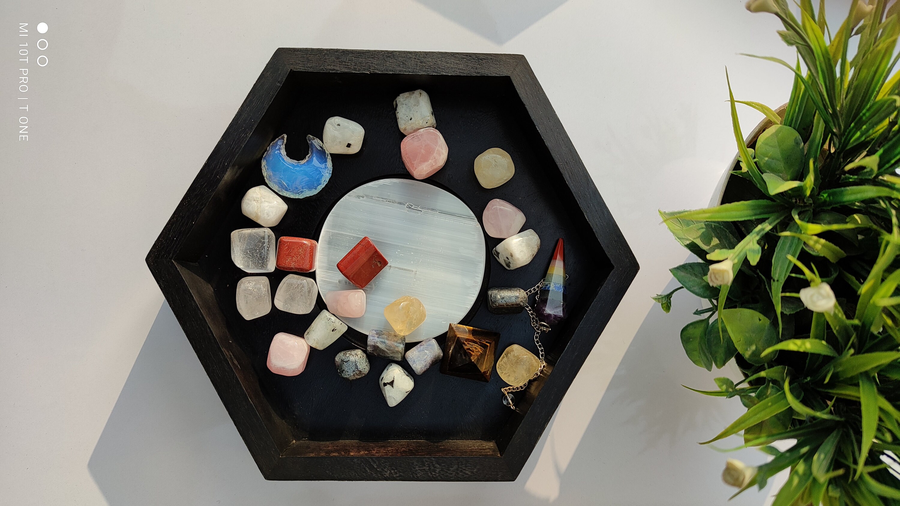 Wooden selenite charging station tray with selenite plate free | Etsy