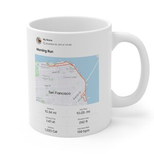 Strava Map Coffee Mug Runner Mug Gift Custom Running Sport - Etsy