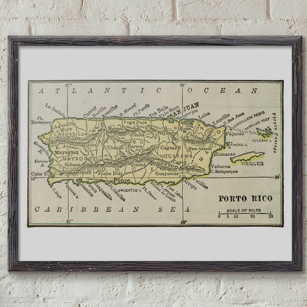 1899 Map of Puerto Rico - Etsy