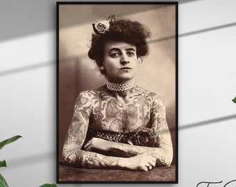 Gus Wagner Tattoo Artist Self Portrait, Vintage Tattooed Man Photograph ...