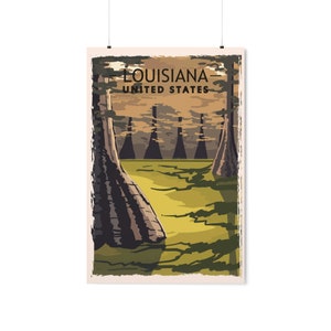 Louisiana Vintage Travel Poster, Retro Travel Art Deco Print, American ...