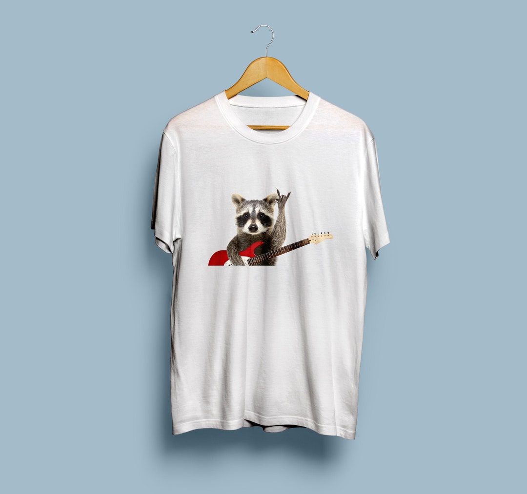 Camiseta unisex de mapache divertido, camiseta linda de hombres Rock N ...