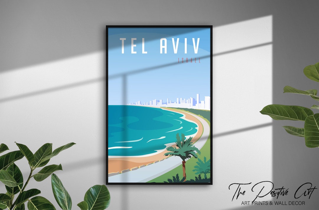 Tel Aviv Vintage Travel Poster, Israel Retro Travel Print, Travel Art ...