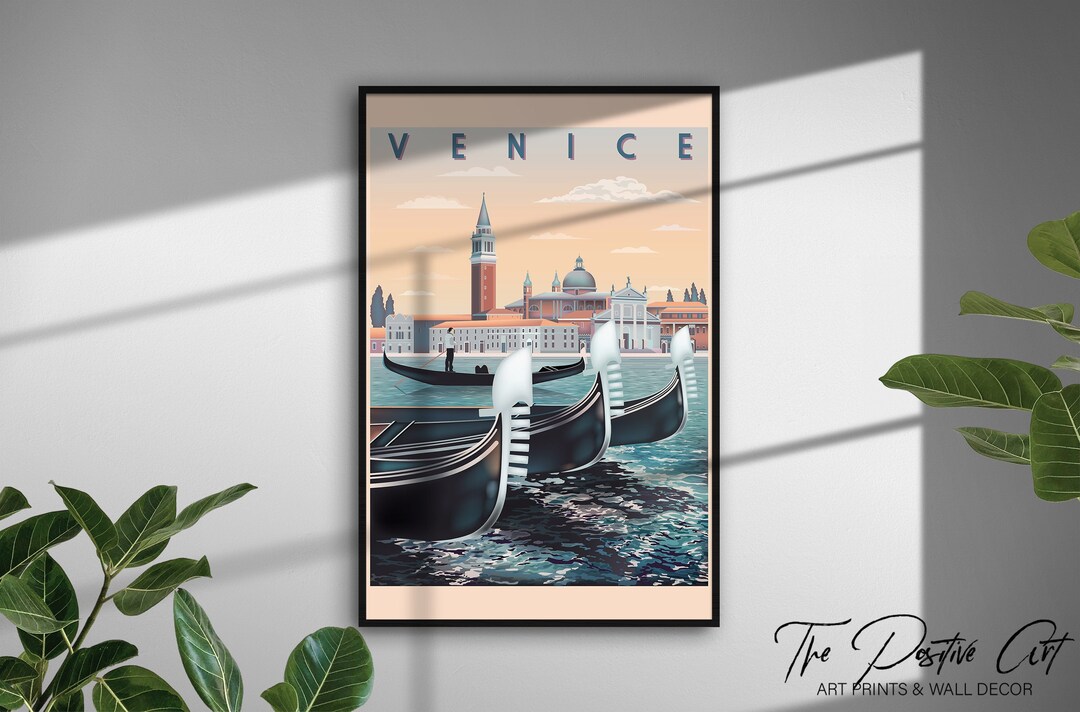 Venice Vintage Travel Poster, City Retro Travel Print, Italy Rustic ...