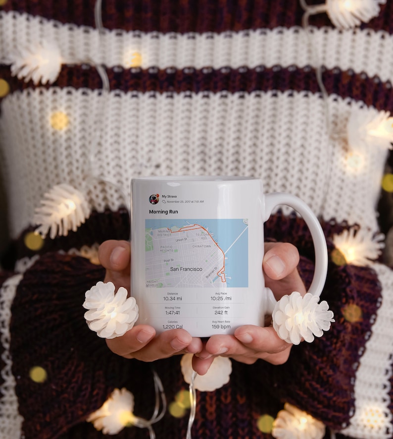 Strava Map Coffee Mug Runner Mug Gift Custom Running Sport - Etsy